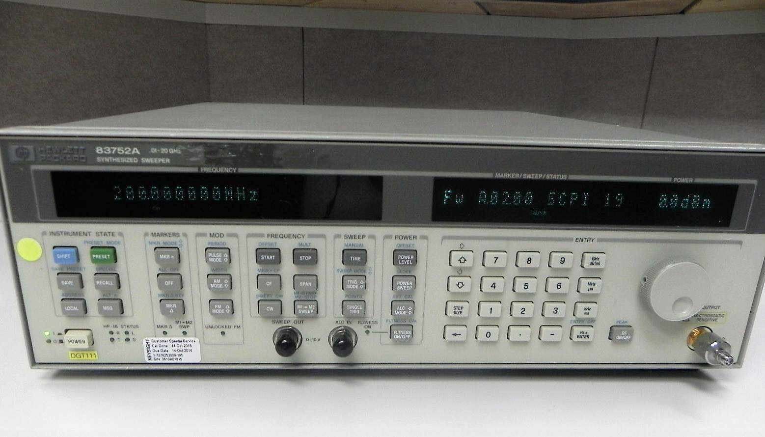 HP/Agilent 83752A Synthesized Sweeper, 0.01 - 20 GHz - Sell, Rent ...