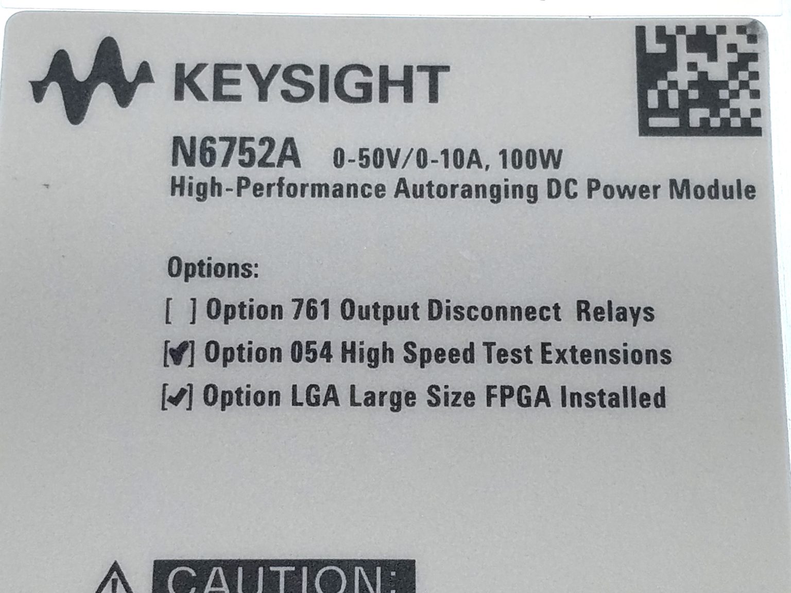 HP/Agilent N6752A-054 Autoranging DC Power Module, 50V, 10A, 100W w ...