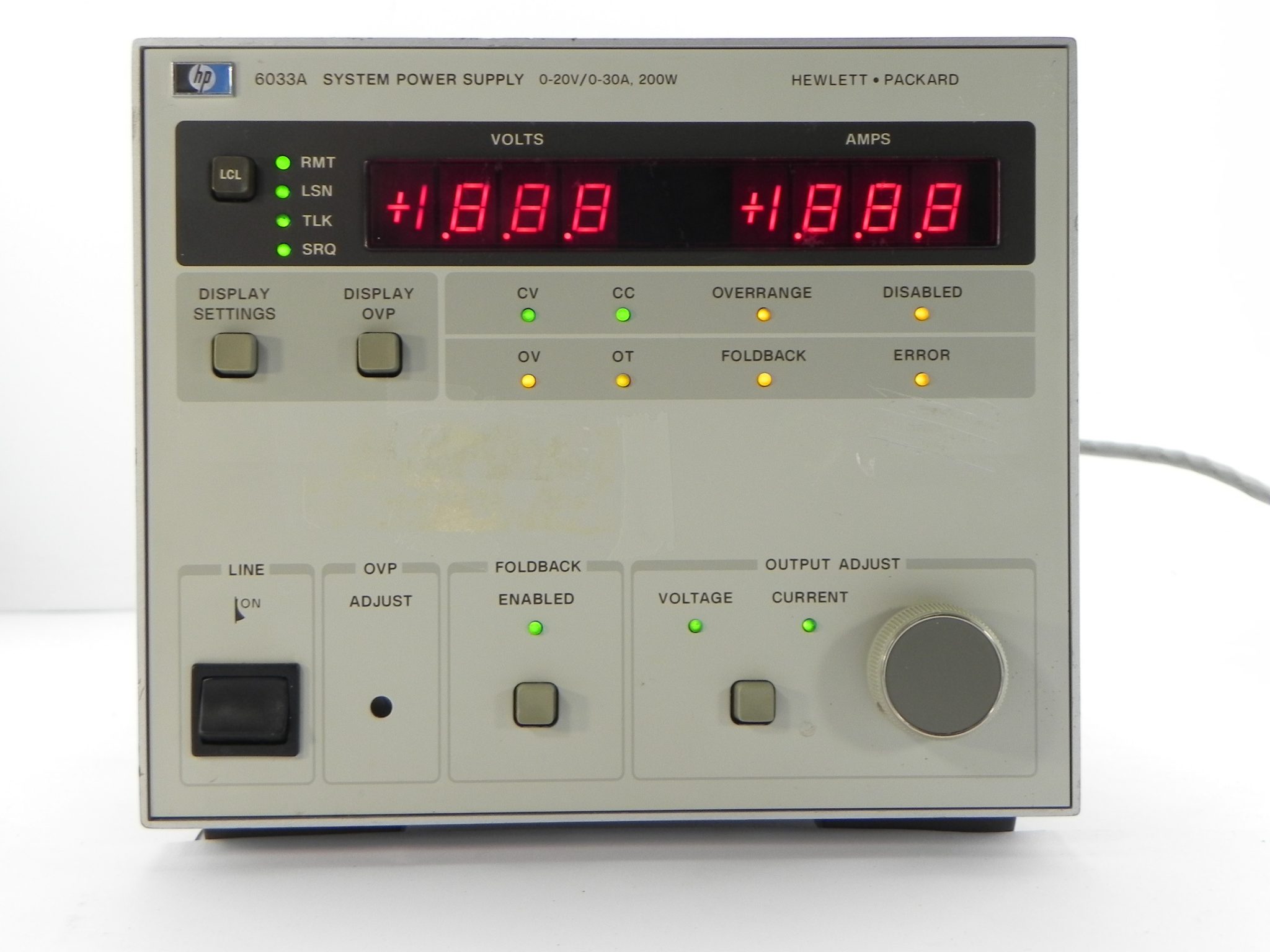 Keysight 6033A System Autoranging dc Power Supply, 20V, 30A, 240W ...